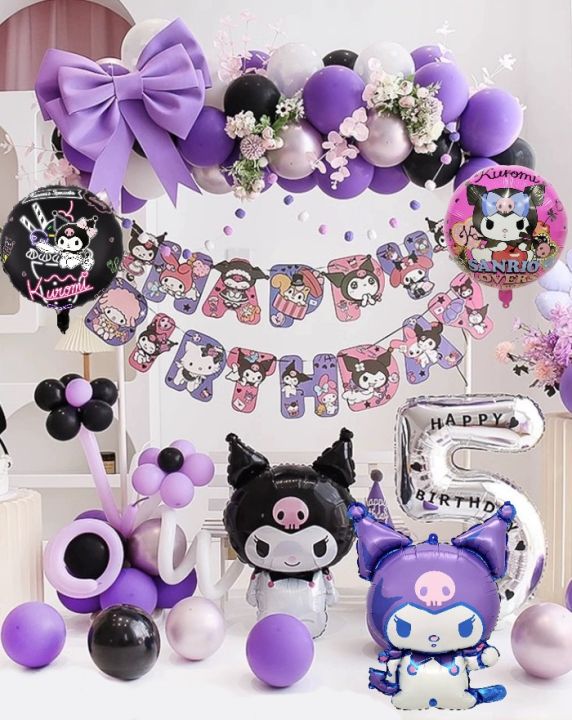Kuromi Cartoon Party Set Tableware Birthday Decoration Backdrops ...