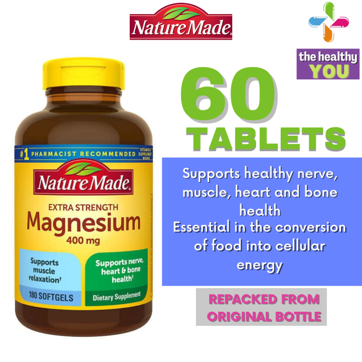 60 Softgels - Nature Made Extra Strength Magnesium 400 mg | Lazada PH