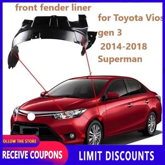 fender liner for Toyota Vios Third Generation gen 3 2014 2015 2016 2017 ...
