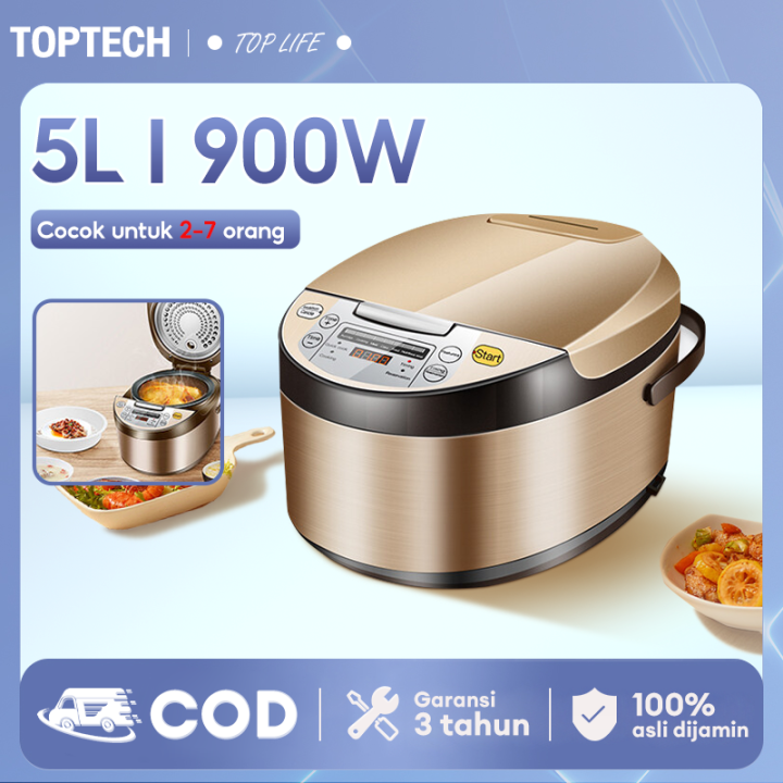 Rice Cooker 5L Besar Kapasita Cerdas Reservasi Lapisan Anti Lengke ...
