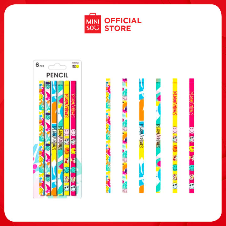 MINISO Smiley World Collection Pencil Set (6 Pack) | Lazada PH
