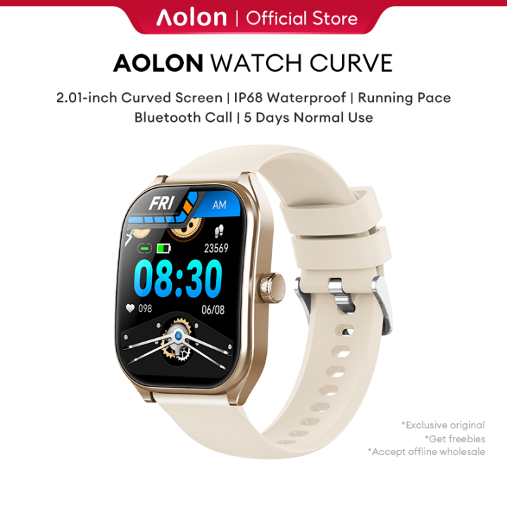 Aolon 2.01" Curved Screen Smart Men Watch HD bluetooth Call Sport Fiess ...