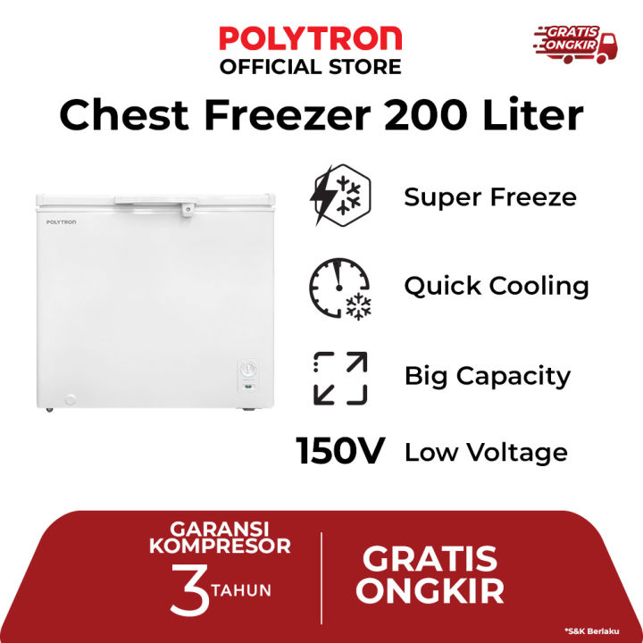 POLYTRON Chest Freezer 200 Liter PCF 218 | Lazada Indonesia