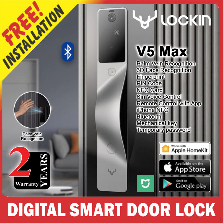 Lockin V5 Max Smart Door Lock ( Palm Vein Recognition, 3D Face ...