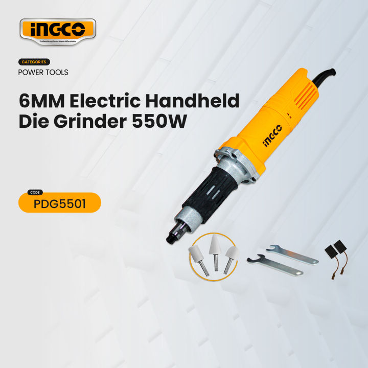 INGCO Electric Handheld Die Grinder 550W 6mm with Free Carbon Brush 3x ...