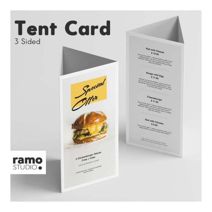 Tent Card \ Table Talker 3 sided Full color Customized Printing | Lazada