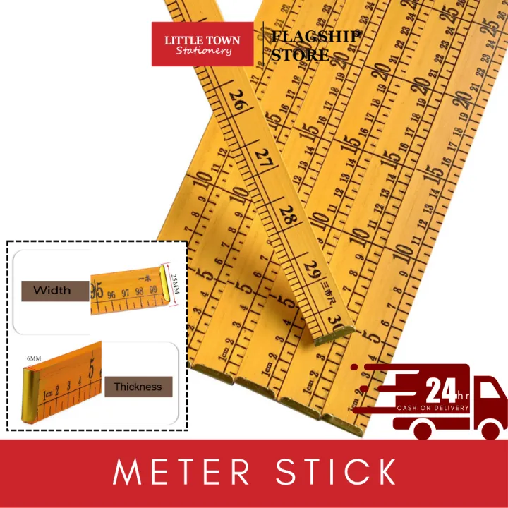 Meter Stick Wooden Ruler Yellow 1 Piece | Lazada PH