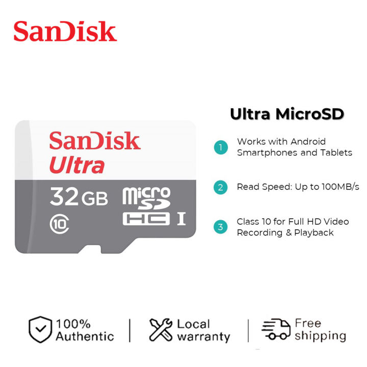 SanDisk Ultra MicroSD Memory Card 80-100MB/s Class 10 for Smartphones, Tablets (128GB/64GB/32GB ...