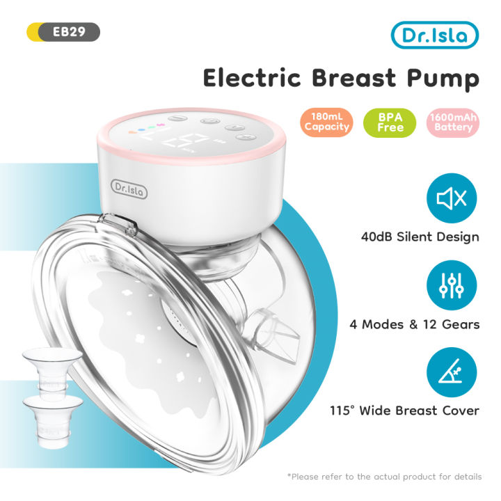 Dr.isla Wearable Breast Pump Electric HandsFree Breast Pump Silicone Breast Light Portable Milk ...