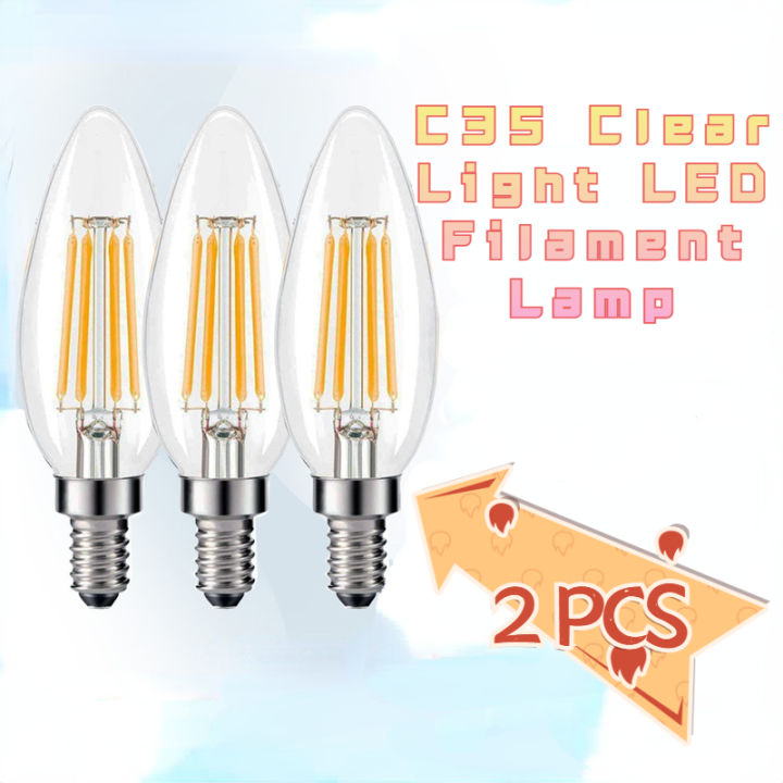 Huazu 2PCS Dimmable 4W 6W C35 Bulb Tip Bulb Retro LED Bulb E12 E14 E27 ...