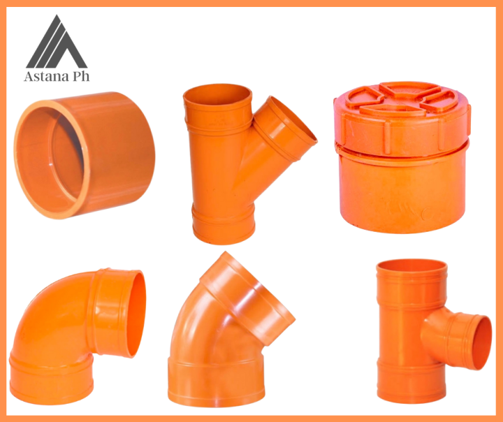 PVC ORANGE SANITARY PLUMBING FITTINGS Elbow 90deg, 40deg, Tee, Cleanout ...