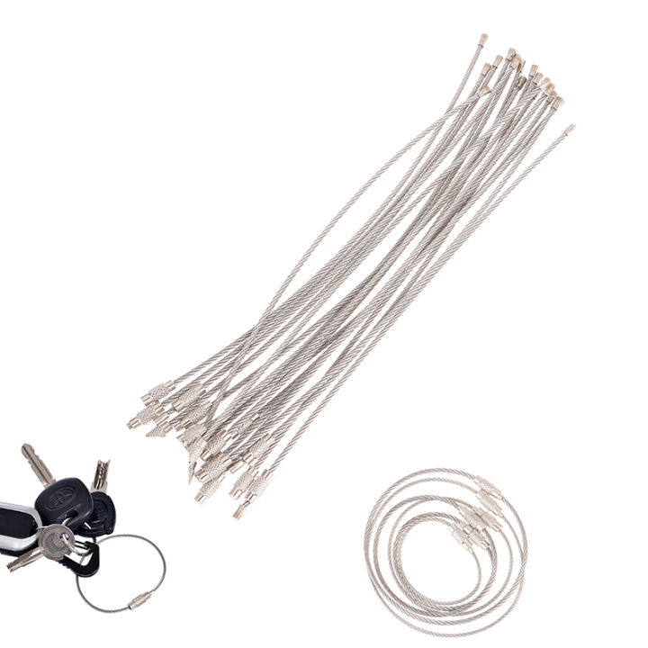 Graceful 20Pcs Wire Rope Key Chain Stainless Steel Wire Keychain ...