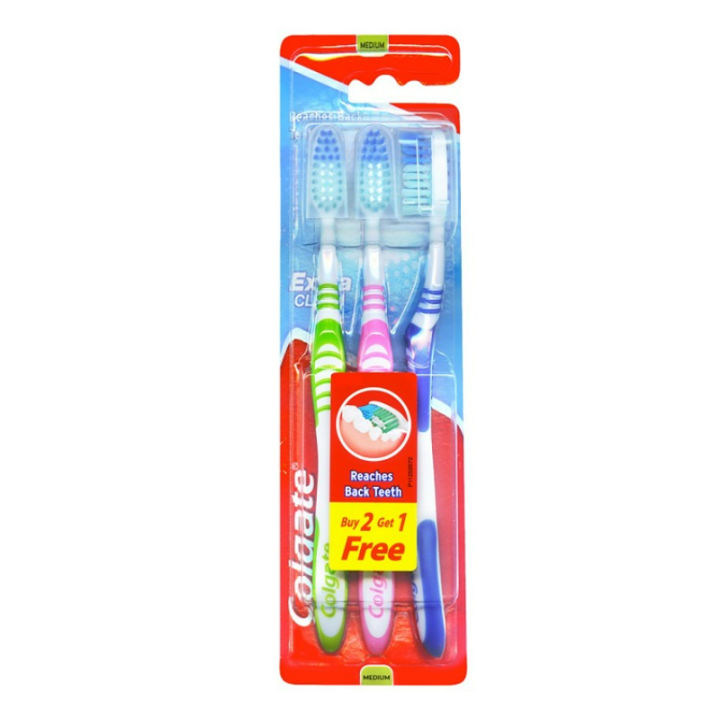 Colgate Extra Clean Medium Toothbrush with Cap Buy 2, Get 1 FREE ...