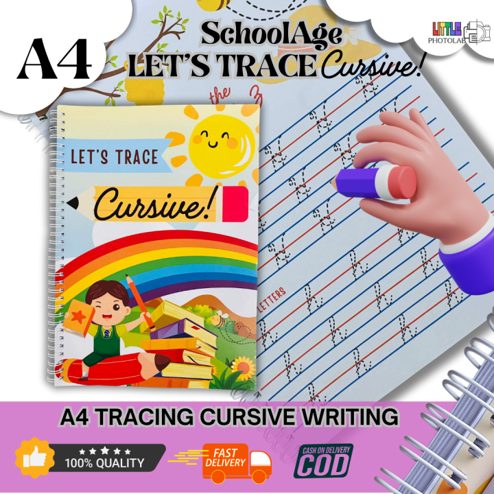 SCHOOL AGE CURSIVE A4 Tracing Writing ALL IN ONE PAD Handwriting ...