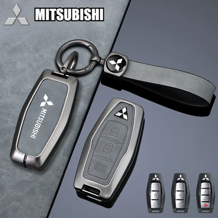 Zinc Alloy Retro Gray Leather Remote Shell Smart Car Key Fob Case Cover ...