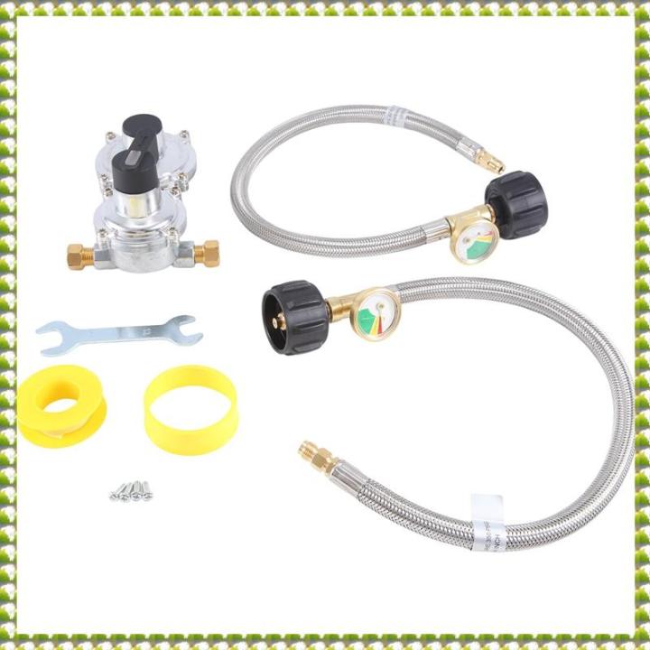 (EQPG) 1Set RV Propane Regulator with Hose Heavy Duty 2-Tank 2-Stage ...