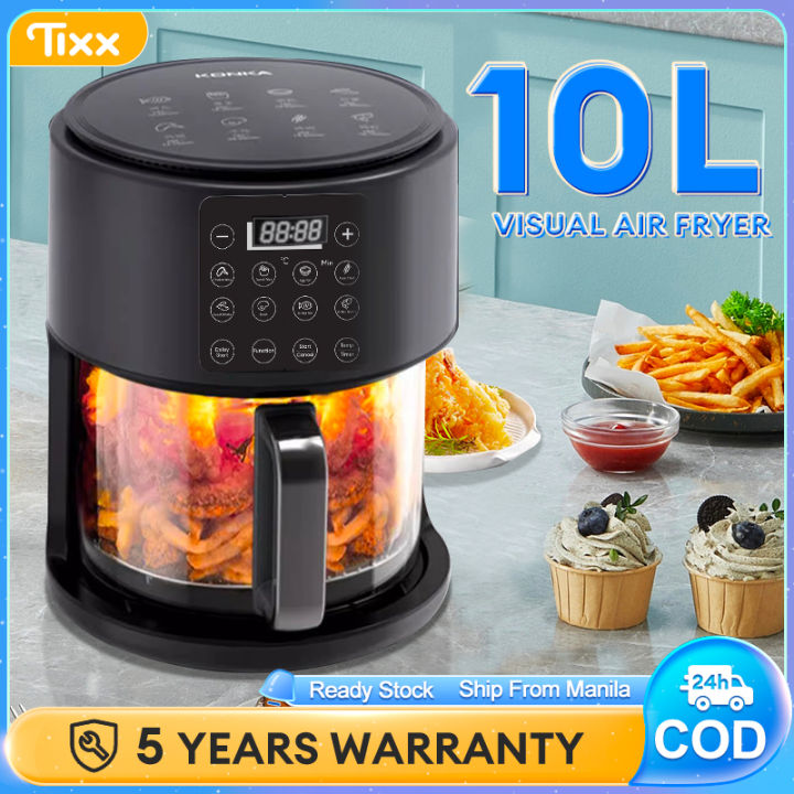 TIXX Air Fryer 10L Visual Glass Digital Touch Screen Smokeless Fully ...
