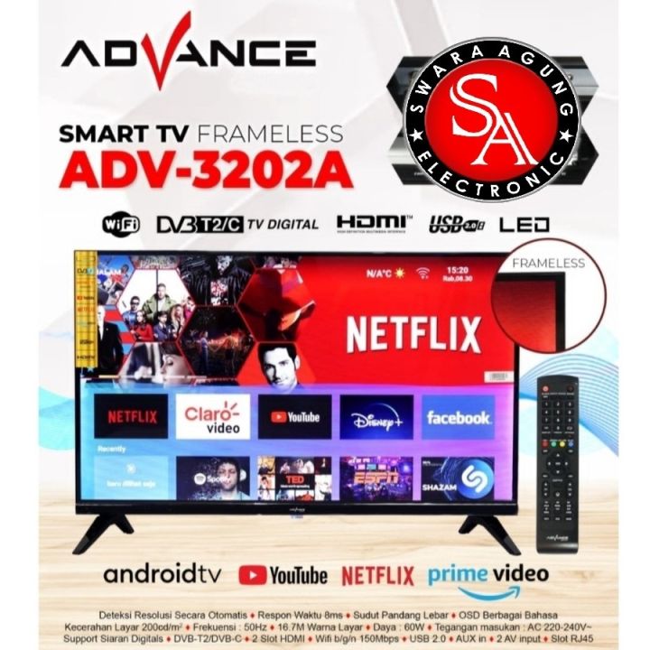 Advance Smart TV 32" ADV-3202A Android TV Smart TV HD WiFi LAN TV ...