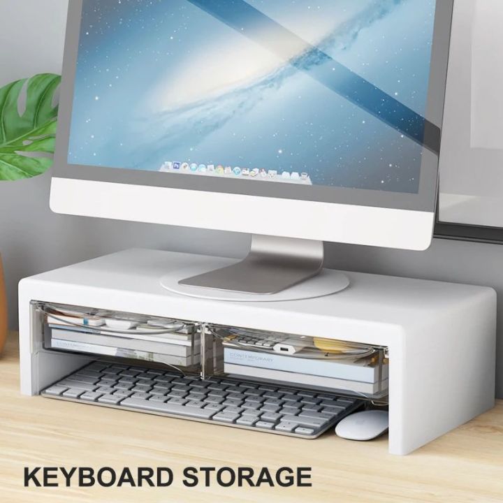 Computer Monitor Riser Holder With Drawer PC Screen Stand Bracket Rack ...