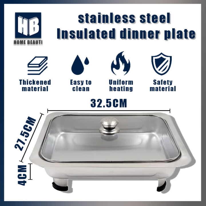 Stainless steel insulated dinner plate Food Warmer Dish Rectangle with ...
