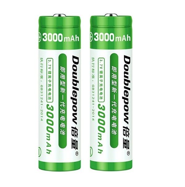 Doublepow 18650 3000MAh LSD Li-on Rechargeable Pointed Head Battery (2 ...