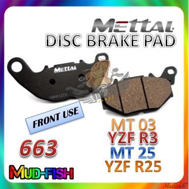 METTAL SEMI METTALIC FRONT DISC BRAKE PAD FOR YAMAHA MT03, R3, MT25 ...