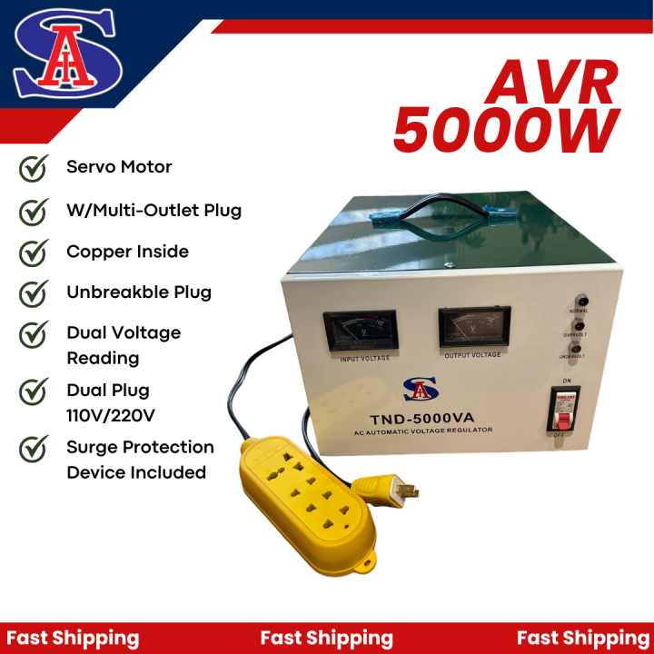 AVR 5000W SINGLE PHASE AC MOTOR AUTOMATIC VOLTAGE REGULATOR STABILIZER ...