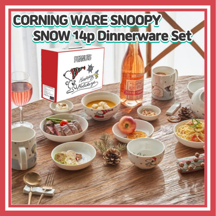 Corning Wear Snoopy Heat Resistant Ceramic 14p/28p SNOW Set/Corelle ...