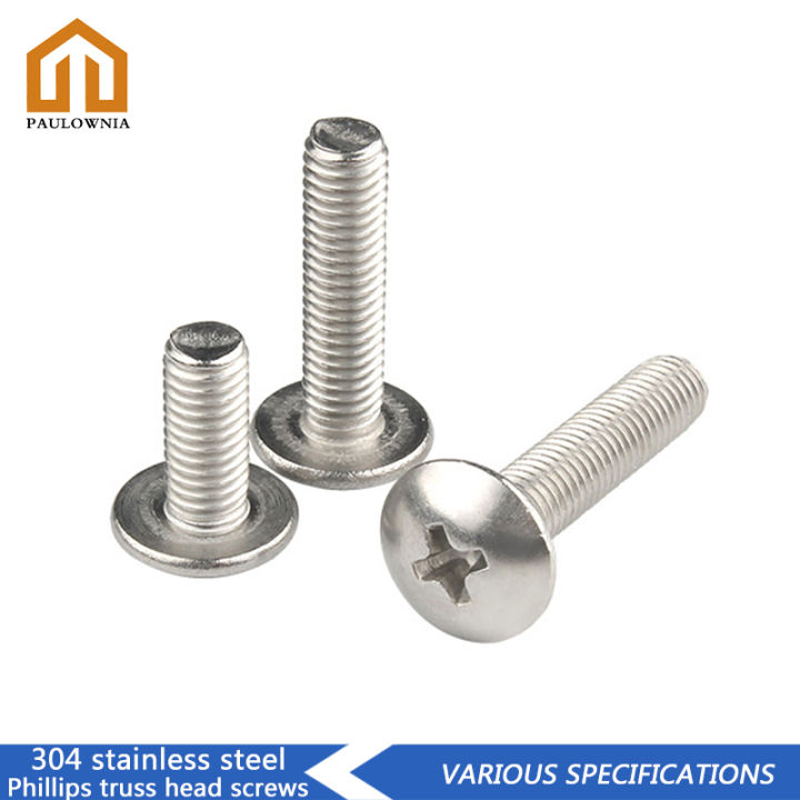M5 M6 M8 304 Stainless Steel Mushroom Flat Head Bolts Cross Recessed ...