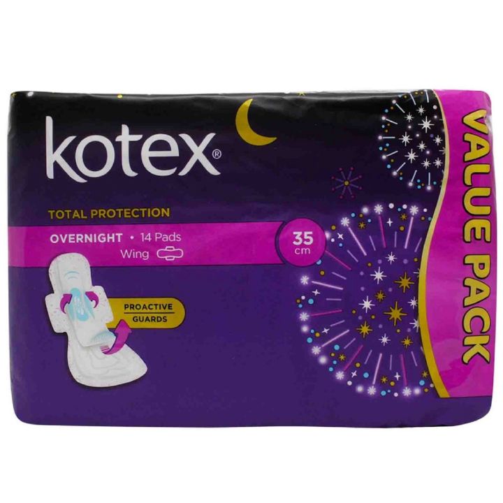 Kotex Overnight Total Protection with Wings (35cm x 14's) [Value Pack ...