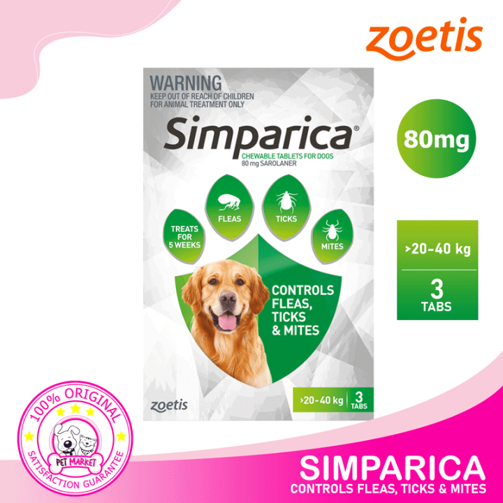 SIMPARICA 80MG 3 CHEWABLE TABLET (20-40KG) | Lazada PH
