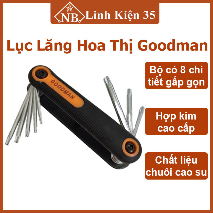 Bộ lục lăng hoa thị Goodman Gập 8 Chi Tiết (USA) hợp kim cao cấp vặn ...