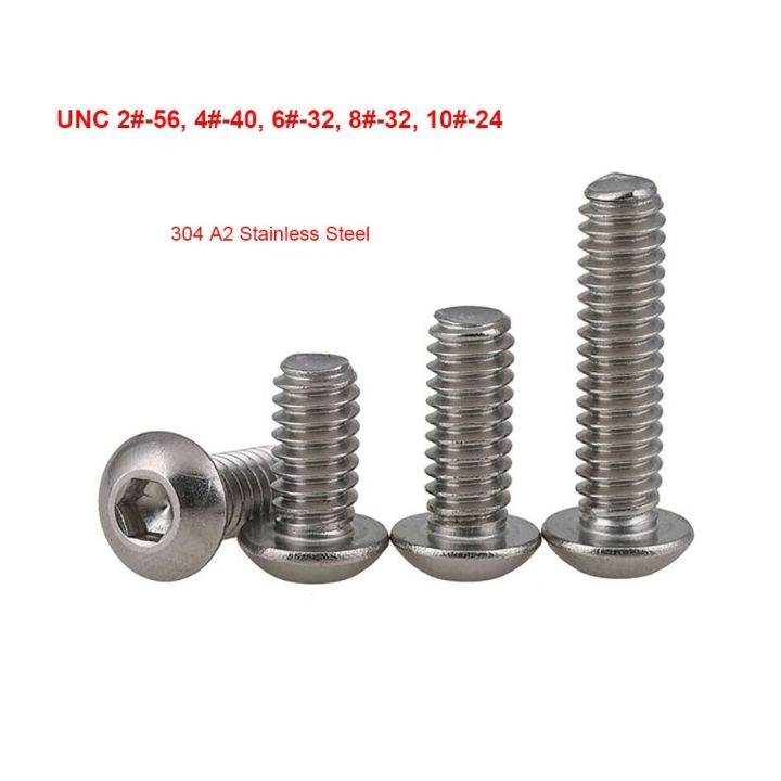 UNC Round Head Hex Hexagon Socket Machine Screws 304 Stainless Steel Pan Head Allen Bolts 2 -56 ...