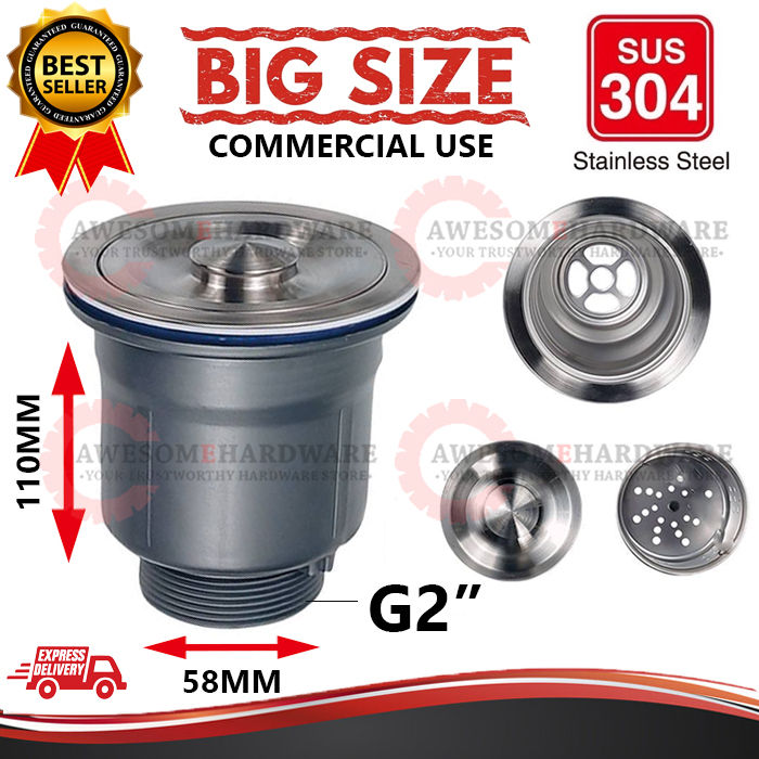 (EXTRA BIG) SUS7 2" SUS304 STAINLESS STEEL COMMERCIAL KITCHEN SINK ...