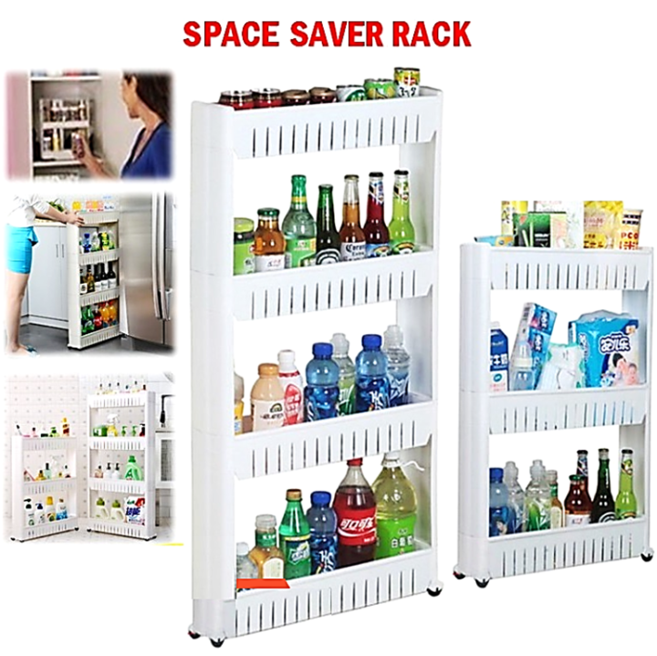 3 or 4 Tier Layer Plastic Storage Rack Kitchen Living Shelf Bathroom ...