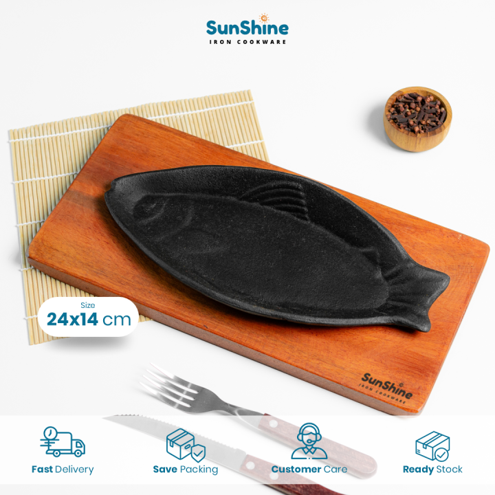 SUNSHINE Hot Plate Ikan / Hot Plate Steak Ikan / Piring Ikan Cast Iron ...