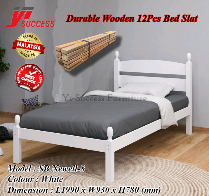 Yi Success Newell Wooden Single Bed Frame / Solid Wood Single Bed ...