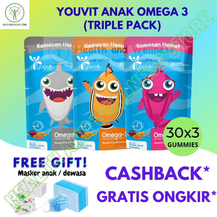 YOUVIT OMEGA 3 ANAK 30 GUMMIES OMEGA-3 MINYAK IKAN TRIPLE PACK KIDS ...
