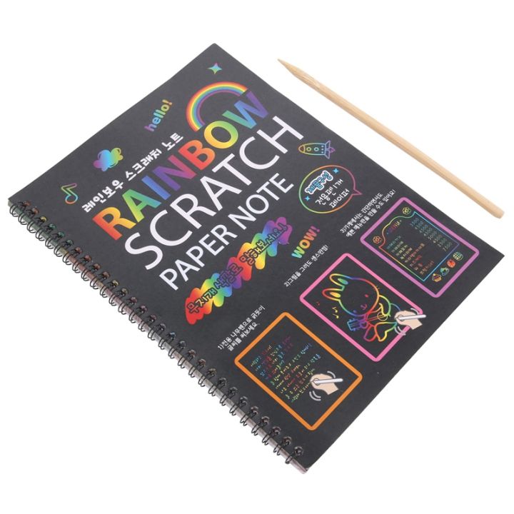 19X26Cm Large Magic Color Rainbow Scratch Paper Note Book Black Diy ...
