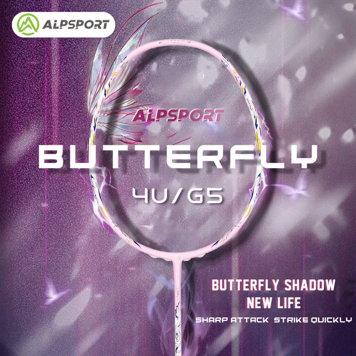 ALP Butterfly HD Badminton Racket Carbon Fiber 4U G5 Max 35lbs ...