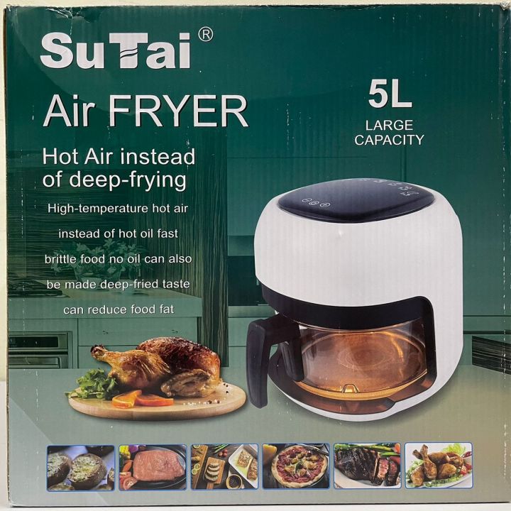5L transparent Electric Air Fryer Timer Oven Cooker Non-Stick Fry Roast ...