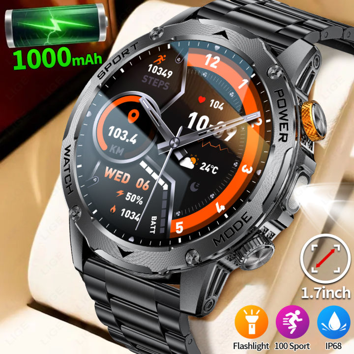 LIGE 1000mAh Battery Smart Watch Men Waterproof Sports Fitness Bracelet ...