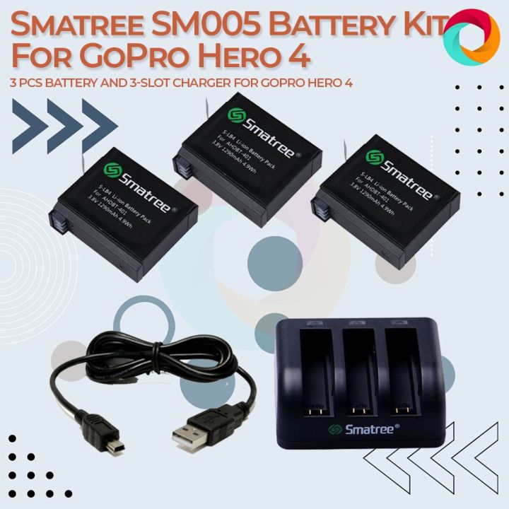 Smatree Battery for GoPro Hero 4 SM-005 Charging Kit ( 3 Channel ...