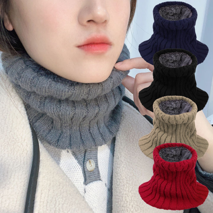 Thicken Wool Knitted Neck Warmer Scarf Women Men Winter Warm Windproof ...