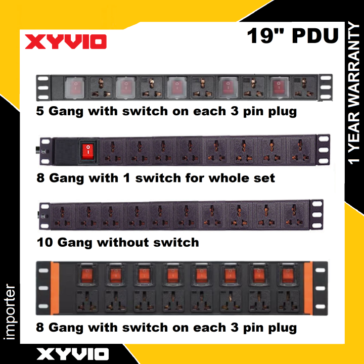 PDU 19inch 1U / 2U UK SIRIM Sockets Overload Protector Power ...