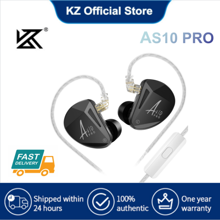 KZ AS10 PRO 5BA IEM In-Ear Monitors In Ear HiFi Earphone Wired Earbuds with Silver-plated Cable ...