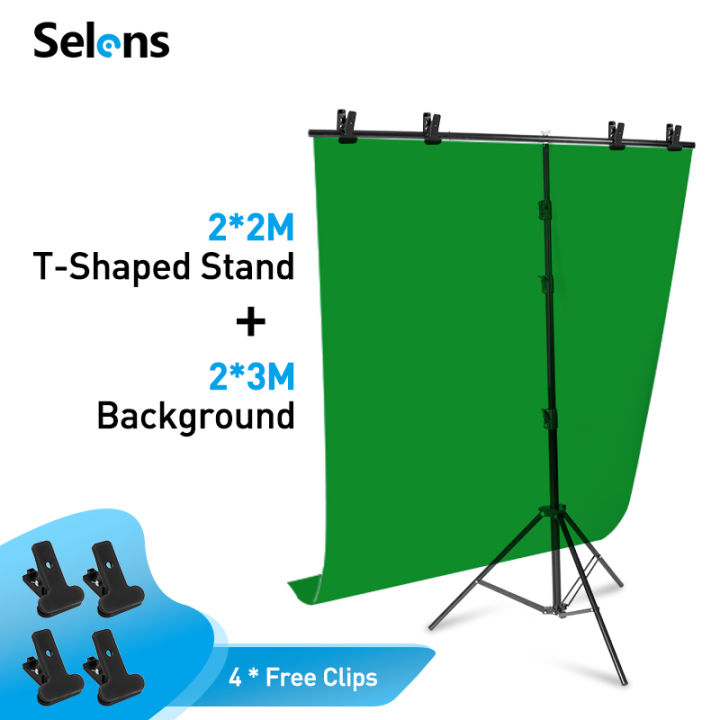Selens Green Screen Polyester Backdrop Background with T-Shaped Stand ...
