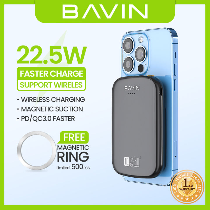 BAVIN PC062 10000mAh Wireless Magnetic Powerbank 22.5W Fast Charging Wireless Type-C Input w ...