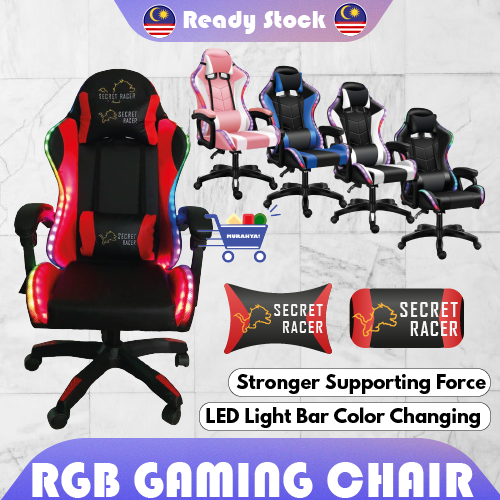Gaming chair RGB LED Kerusi ofis pejabat komputer racing Ergonomic seat ...