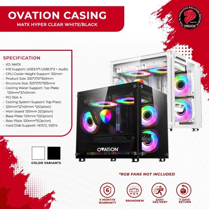 Ovation OVA MAXTX Hyperclear PC Case Black/White | Lazada PH